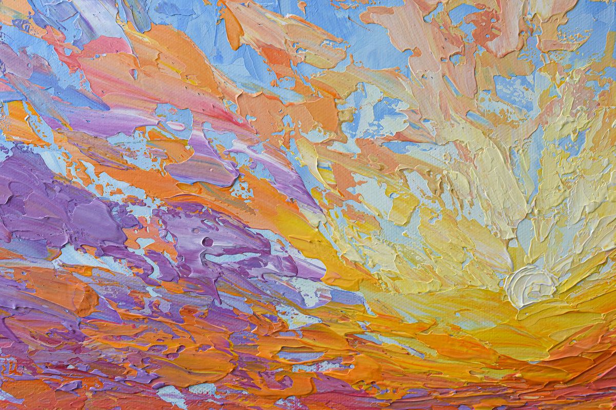 Sunset on the lake, Original Impressionist Painting on Canvas 16x20 ...